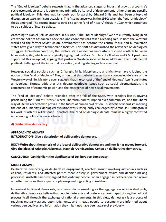 STUDY IQ UPSC IAS MAINS PSIR PYQ MODEL ANSWERS 2019 TO 2023